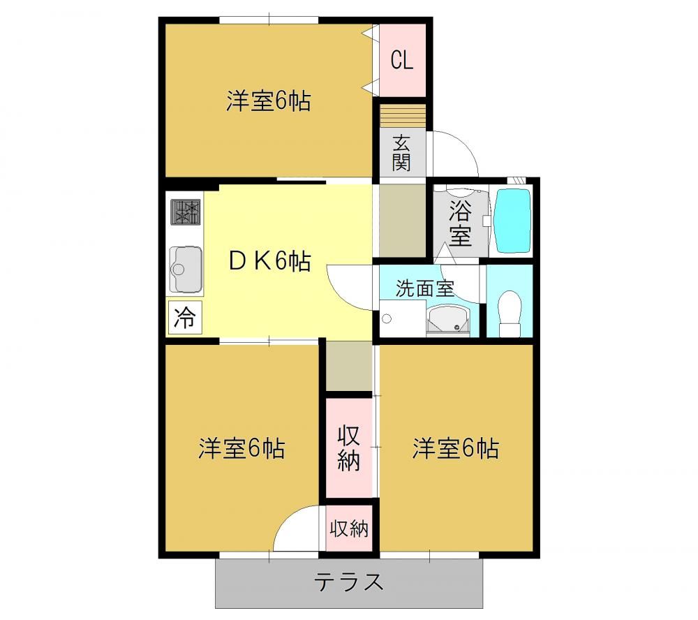 築山の3DK賃貸アパート！大和高田市 賃貸 3DKハイツ 大和高田市 賃貸 近鉄築山駅 大和高田市 賃貸 家賃4万円台 大和高田市 賃貸 最上階 大和高田市 賃貸 エアコン付｜賃貸のトライ